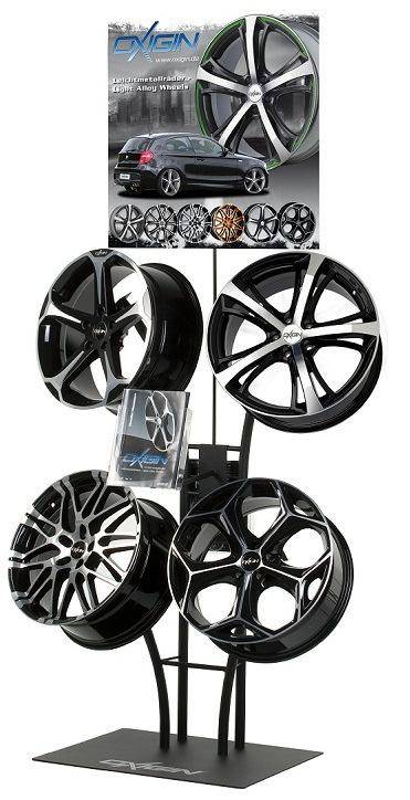 POP Alloy Wheel Metal Auto Parts Display Racks 3 Alloy Wheel Display Stand